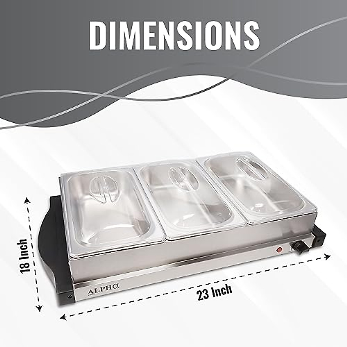 Alpha Living 3x2.5 QT Food Warmers for Parties Buffet Servers and Warmers – Premium Catering Supplies Buffet Display – Stainless Steel Electric Food Warmers with Temperature Control