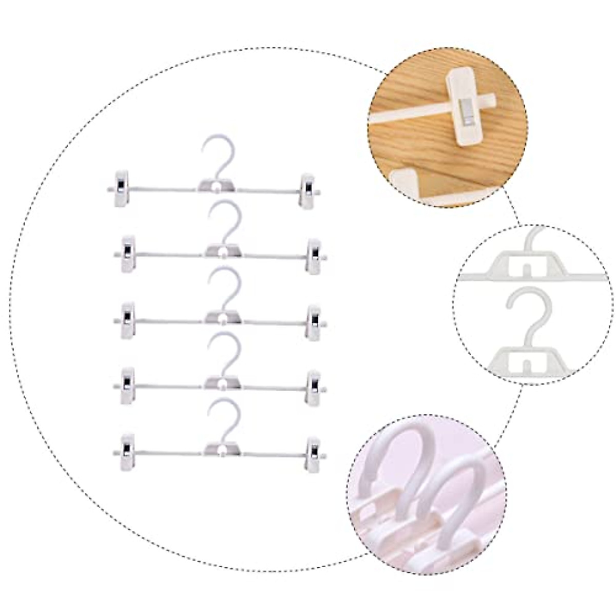 OUNONA Multifunction Space- Clothes Drying Saving Plastic White Space Hook Clip Adjustable Creative Rack Swivel Slip Pant Durable Clothing Stackable Slacks Hangers with Beige Tier On