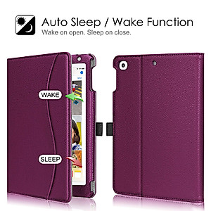 Fintie Case for iPad Mini 4 - [Corner Protection] Multi-Angle Viewing Folio Smart Stand Protective Cover with Pocket, Auto Wake/Sleep, Compatible with iPad Mini 5th Gen 2019 (Purple)