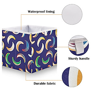 Bananas Storage Baskets for Shelves Foldable Collapsible Storage Box Bins with Waterproof Fabric Closet Organizers for Pantry Clothes Storage Toys, Books, Home, Office,11 x 11inch