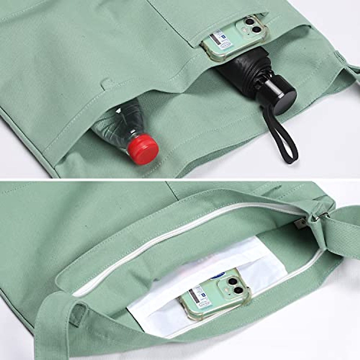 WantGor Canvas Tote Bag for Women, Large Crossbody Bag Shoulder Hobo Handbags Casual Work Shopping Bags (Green)