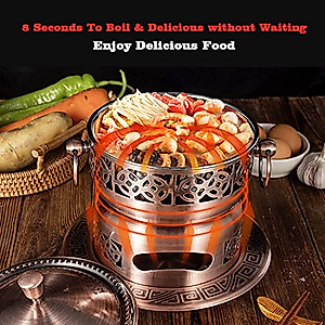 Chafing Dish Buffet Stainless Steel Food Warmer - Soup Pot Cookware with Alcohol Lamp - Shabu-Shabu Chinese Hot Pot -Great for Entertaining Restaurant (Color : Copper)