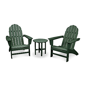 POLYWOOD Vineyard 3-Piece Adirondack Chair Set with Side Table, Green