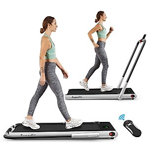 Goplus 2 in 1 Folding Treadmill, 2.25HP Under Desk Electric Superfit Treadmill, Installation-Free with APP Control, Remote Control, Bluetooth Speaker and LED Display, Jogging Walking for Home/Office