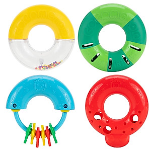 CoComelon Musical Rings - Pack of 4 Colorful Musical Rings - Sensory Play - Shake, Rattle, Jingle - Unique Sounds - Sensory Engagement - Fun Play for Children and Babies