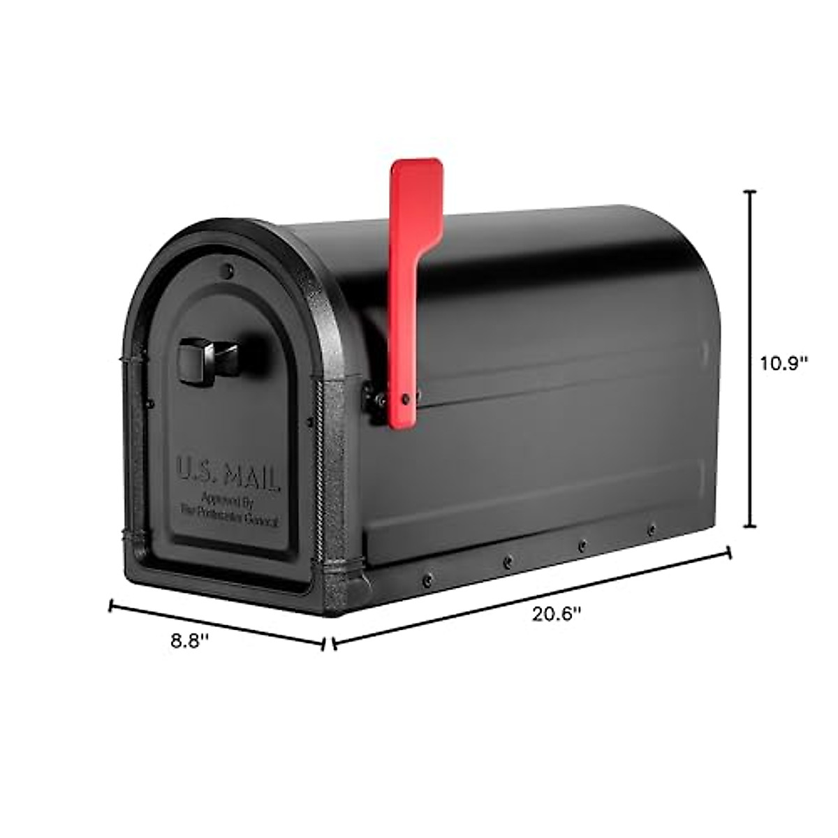 Architectural Mailboxes Roxbury Galvanized Steel Post Mount Mailbox, Compatibility Code F, 7900-5B-R, Black, Large Capacity
