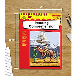 Carson Dellosa The 100+ Series: Reading Comprehension Workbook?Grades 7-8 Language Arts Learning, Fiction, Nonfiction, Poetry Passages With Closed- and Open-Ended Questions (128 pgs)