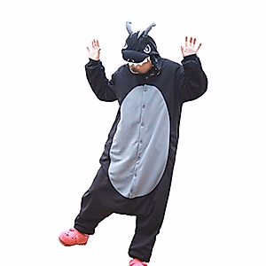 Lifeye Men Women Black Dragon Pajamas Animal Cosplay Costume With Horns Black Size XL