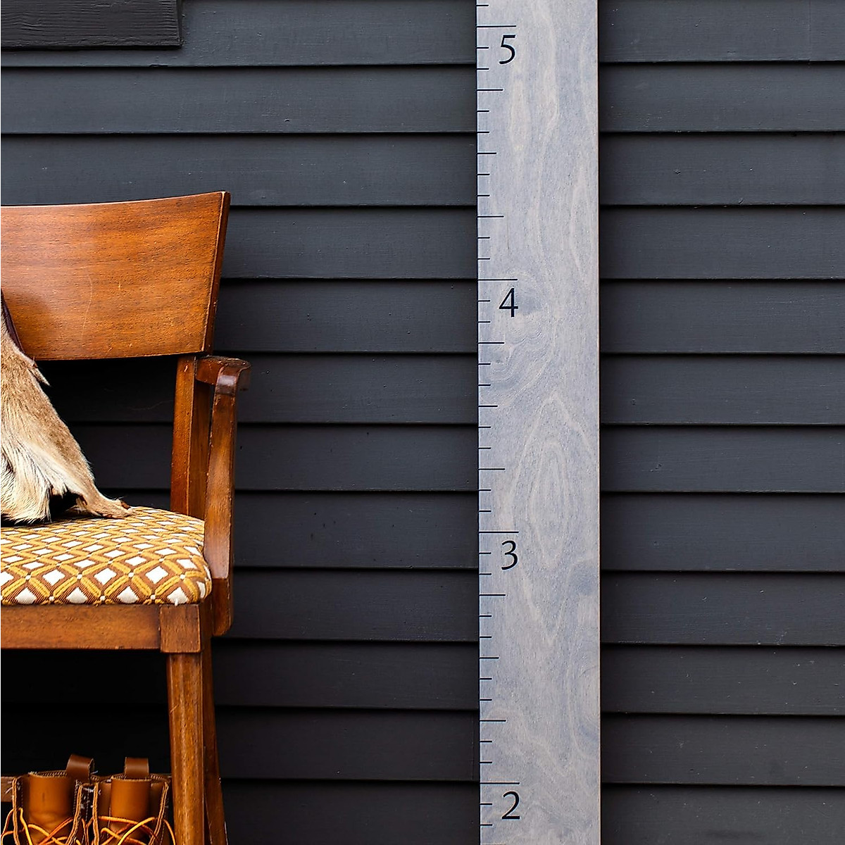 HEADWATERS STUDIO Boho Farmhouse Wooden Ruler Growth Chart for Kids, Boys and Girls - Height Chart & Height Measurement for Wall - Kids Wall Decor and Room Hanging Wall Decor - Weathered Gray