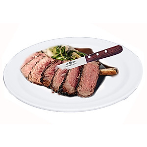 Icel Serrated Steak Knife Set, 4-3/4-inch Rounded Edge High Carbon Stainless Steel Blade, Rosewood Handle. 6-Set. (6)