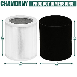 CHAMONNY H-HF400-VP Filter Replacement, Compatible with Hunter H-HF400-VP, H-PF400 and Hunter HP400 Cylindrical Tower Air Purifier, 1 True HEPA Filter + 4 Pre-Carbon Filters