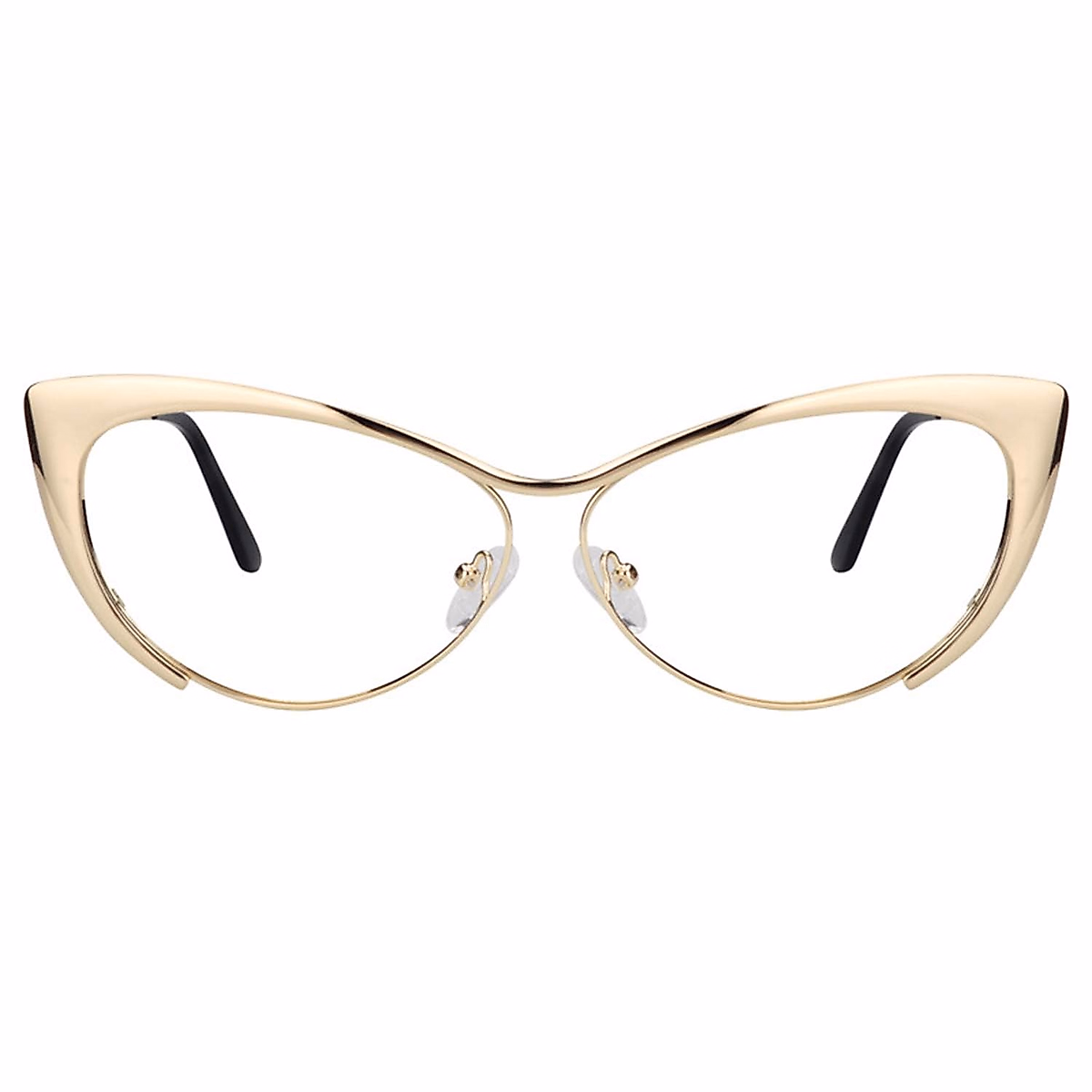 Zeelool Women's Oversized Stylish Metal Browline Cat Eye Glasses Ellen VFM0176-02 Gold