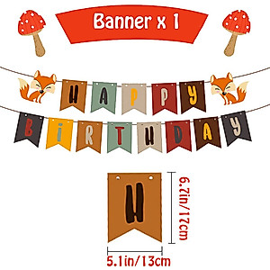Fox Theme Birthday Party Supplies Decorations, 48PCS Fox Party Supplies Kit includes Fox Happy Birthday Banner, Fox Balloons and Various Party Tableware Supplies with Cartoon Fox for Kids Boys Girls