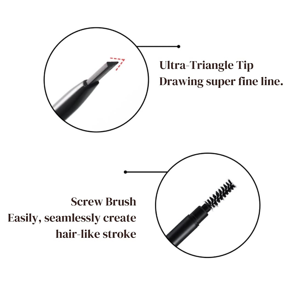 IM UNNY Designing Eyebrow Pencil with Brush (Brown), Waterproof, Ultra-Triangle Tip to draw Precise hair-like stroke, Longwearing, Soft texture with Natural colors for Daily look, Korean Makeup