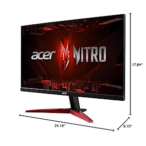 Acer Nitro 27" Full HD 1920 x 1080 PC Gaming IPS Monitor | AMD FreeSync Premium | 180Hz Refresh | Up to 0.5ms | HDR10 Support | 99% sRGB | 1 x Display Port 1.2 & 2 x HDMI 2.0 | KG271 M3biip,Black
