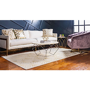 Unique Loom Marilyn Monroe Glam Collection Area Rug - Dahlia (2'x 3' 1' Rectangle, White Gold/ Gold)
