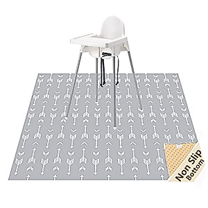 WOMUMON 51" Splat Mat for Under High Chair/Arts/Crafts, Baby Washable Spill Mat Waterproof Anti-Slip Floor Splash Mat, Portable Play Mat and Table Cloth (Arrow, 51")