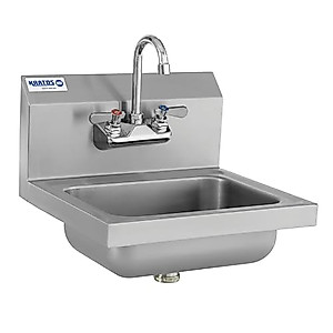 Kratos 28W-088 NSF Commercial Hand Sink with Gooseneck Faucet - 14"Wx10"Dx5"H Bowl