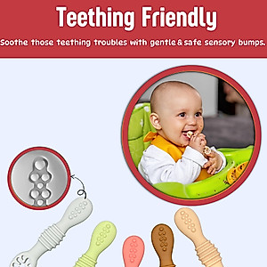 Toddling Silicone Baby Spoon Set, Infant Spoon 3-12 Months, Self-feeding Spoon, Dishwasher and Microwave Safe, First Stage Baby Led Weaning Spoon, Set of 2 (Spoon & Pre-spoon) (Sage), 2.5x11