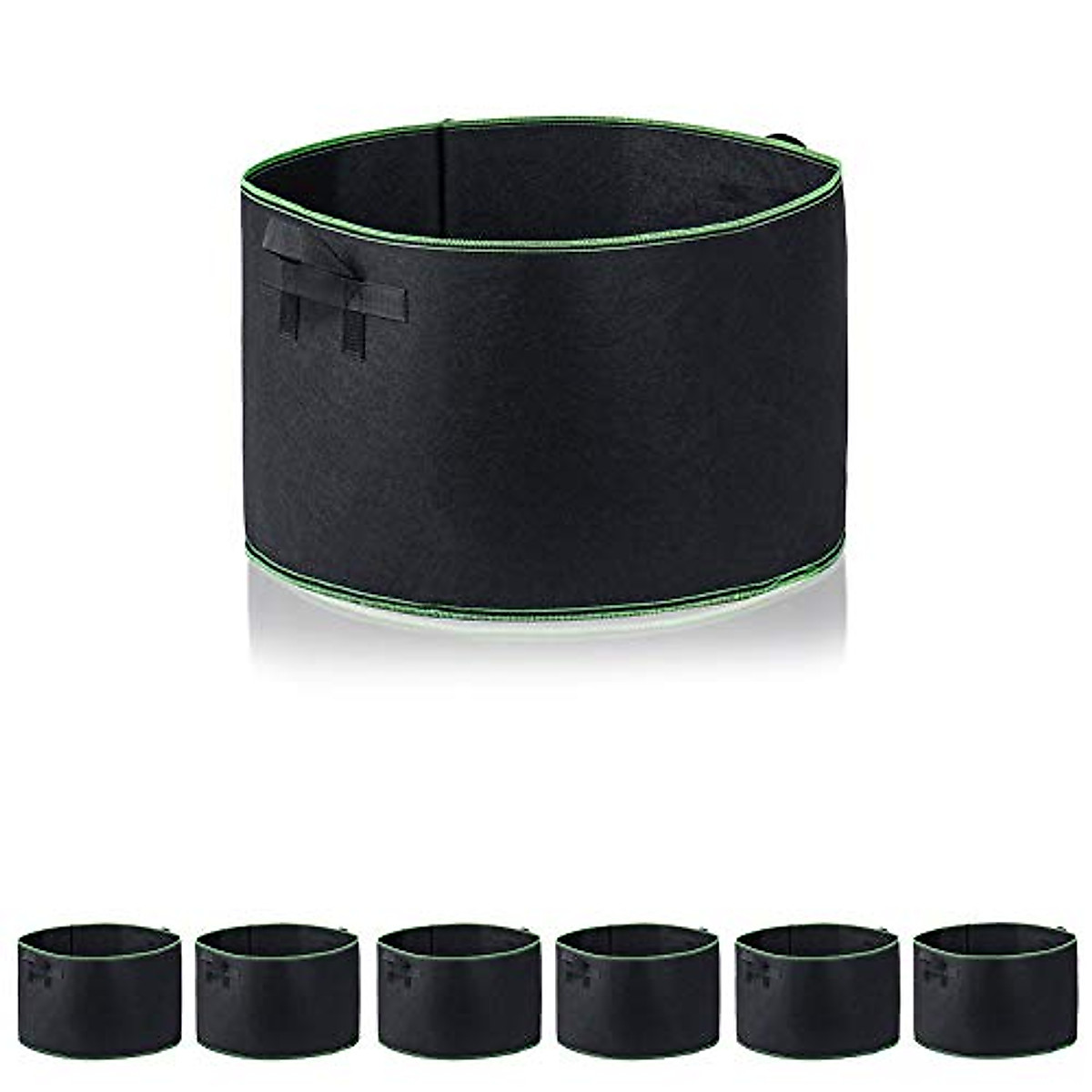 Garden4Ever Grow Bags 6-Pack 20 Gallon Aeration Fabric Pots Container with Handles (6-Pack 20 Gallon, Black/Green 6-Pack)