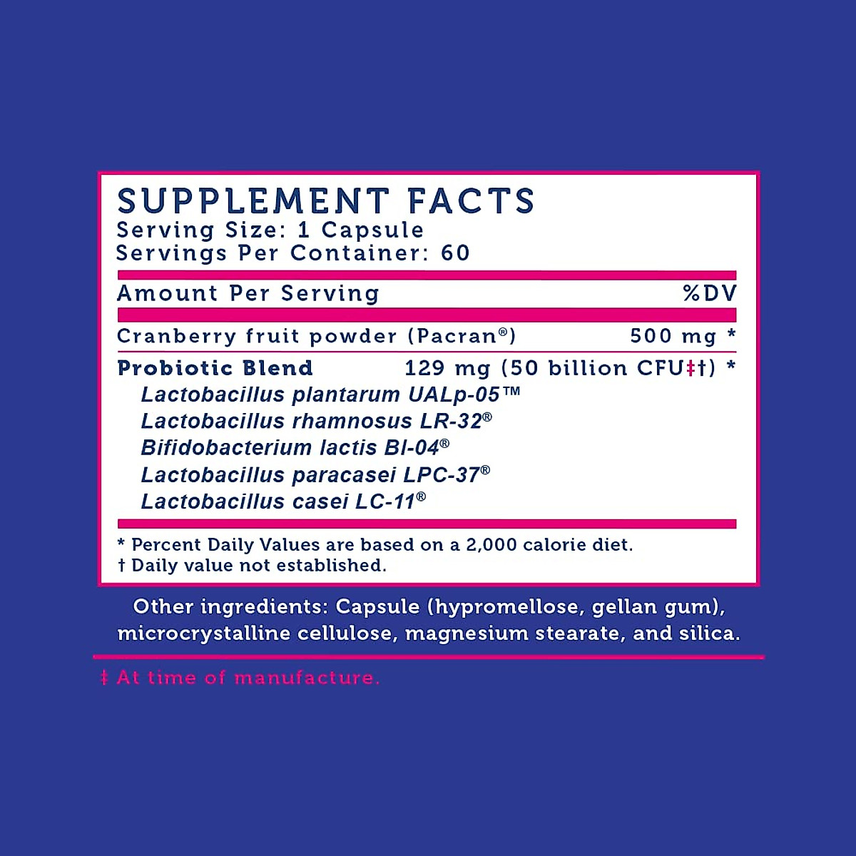 Lovebug Yeast + Vaginal pH Support | Clinically Studied Ingredients for Yeast & UTIs | Multi Strain 50 Billion CFU | 30 Capsules