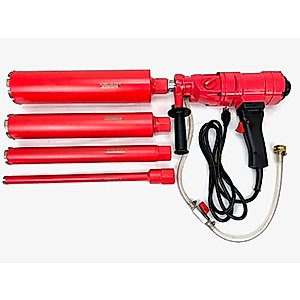 CORE DRILL PACKAGE DEAL 4Z1 2-SPEED CONCRETE CORING DRILL by BLUEROCK TOOLS COMES WITH 1", 2", 3", & 4" BITS