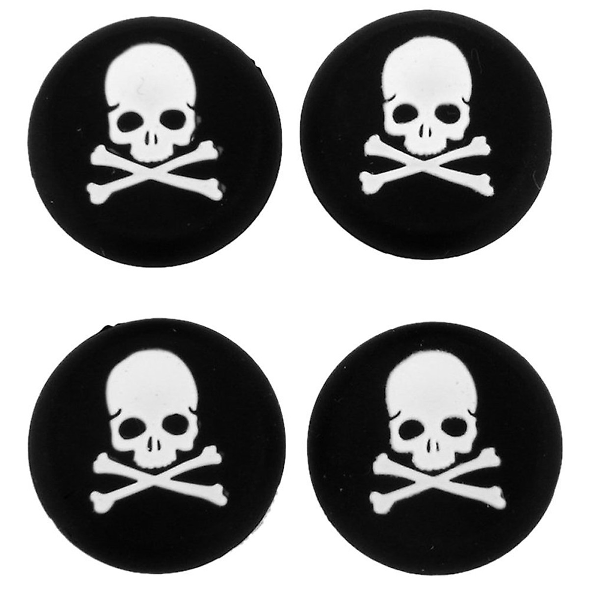 Silicone Thumb Stick Grip Cap Joystick Thumbsticks Caps Cover for PS4 Xbox One PS3 Xbox 360 PS2 Game Controllers - 4 x White Skull