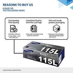 SU823A MLT-D115 Black High Yield Toner Cartridge 1-Pack, MLTD115L Toner Cartridge Replacement for MLT-D115L High Capacity for Xpress M2620, M2670, M2820DW, M2830DW, M2870, M2870FW, M2880FW Printer