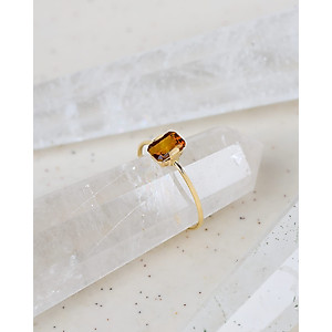 YoTreasure Natural Healing Stone Citrine Ring 14K Yellow Gold Women Jewelry