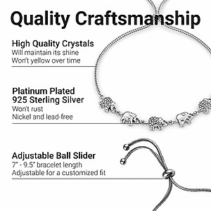 Shop LC Charm Bracelet - Dragonfly Bolo Bracelets for Women - Platinum Plated 925 Sterling Silver & Stainless Steel Adjustable Bracelet with Cubic Zirconia Crystals - 9.5" Bracelet Length Jewelry