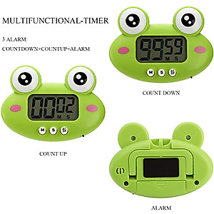 DEAYOU 3-Pack Digital Kitchen Timer, Small Electronic Timers for Cooking, Magnetic Cute Timer Clock with Stand for Kid, Teacher, Senior, Exercise, Study, Baking, Big Digits, Loud Alarm, Count Up Down