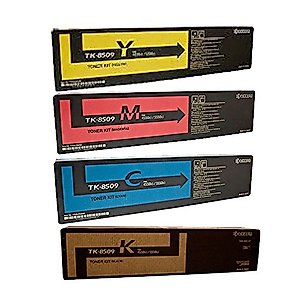Kyocera TK-8509 TasKalfa 4550 4551 5550 5551 Toner Cartridge Set (Black Cyan Magenta Yellow, 4-Pack) in Retail Packaging