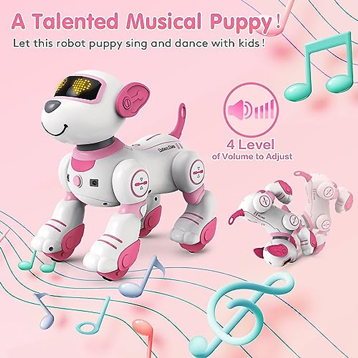 VATOS Remote Control Robot Dog Toy for Kids - Interactive Touch & Follow 17 Functions Robot Dog Pet, Programmable Smart Walking Puppy Intelligent Dancing RC Robot Toys for Girls 3-12 Birthday Gifts