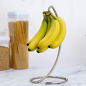 Banana Holder Modern Banana Hanger Tree Stand Hook for Kitchen Countertop, Satin Nickel Banana Stand, by Homeries (Satin Nickel)