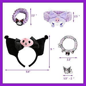 SMAROICE Kawaii Kuromi Gift Set including Cute Headbands Hair Tie Cosmetic Pouch Stickers Keychain Bracelets Necklaces