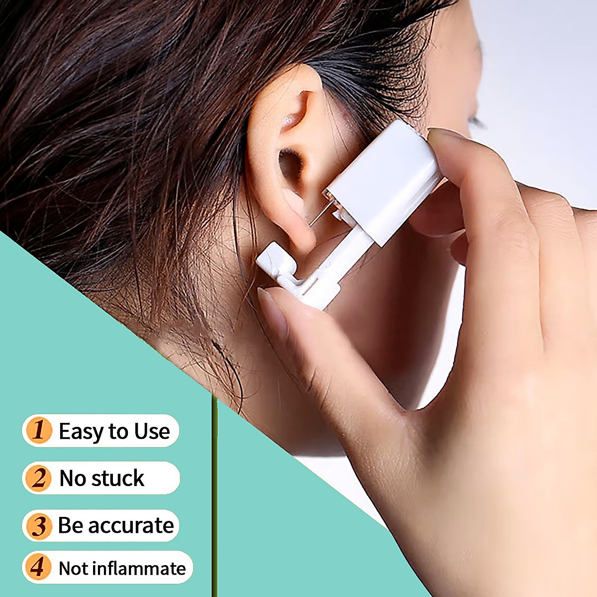 24 Pcs Ear Piercing Kit Disposable Ear Piercing Gun Kit with 8 Pcs Self Piercing Gun and 8 Pcs Earrings Stud 8 Pcs Alcohol Pads