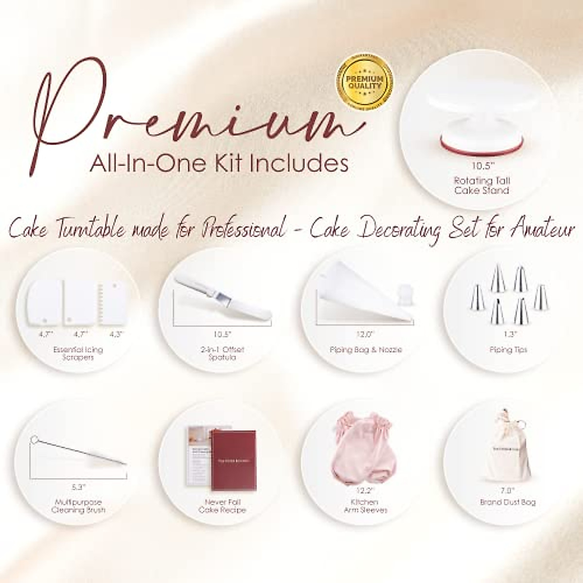 The Upper Kitchen Cake Spinner – Best Cake Spinner Turntable for Decorating, Tall Spinning Cake Stand for Decorating, Rotating Cake Stand, Small Revolving Cake Stand, White Cake Decorating Stand