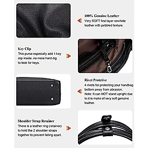 Over Earth Soft Leather Handbags for Women Shoulder Hobo Bag Large Tote Crossbody Bag (O103E Black)