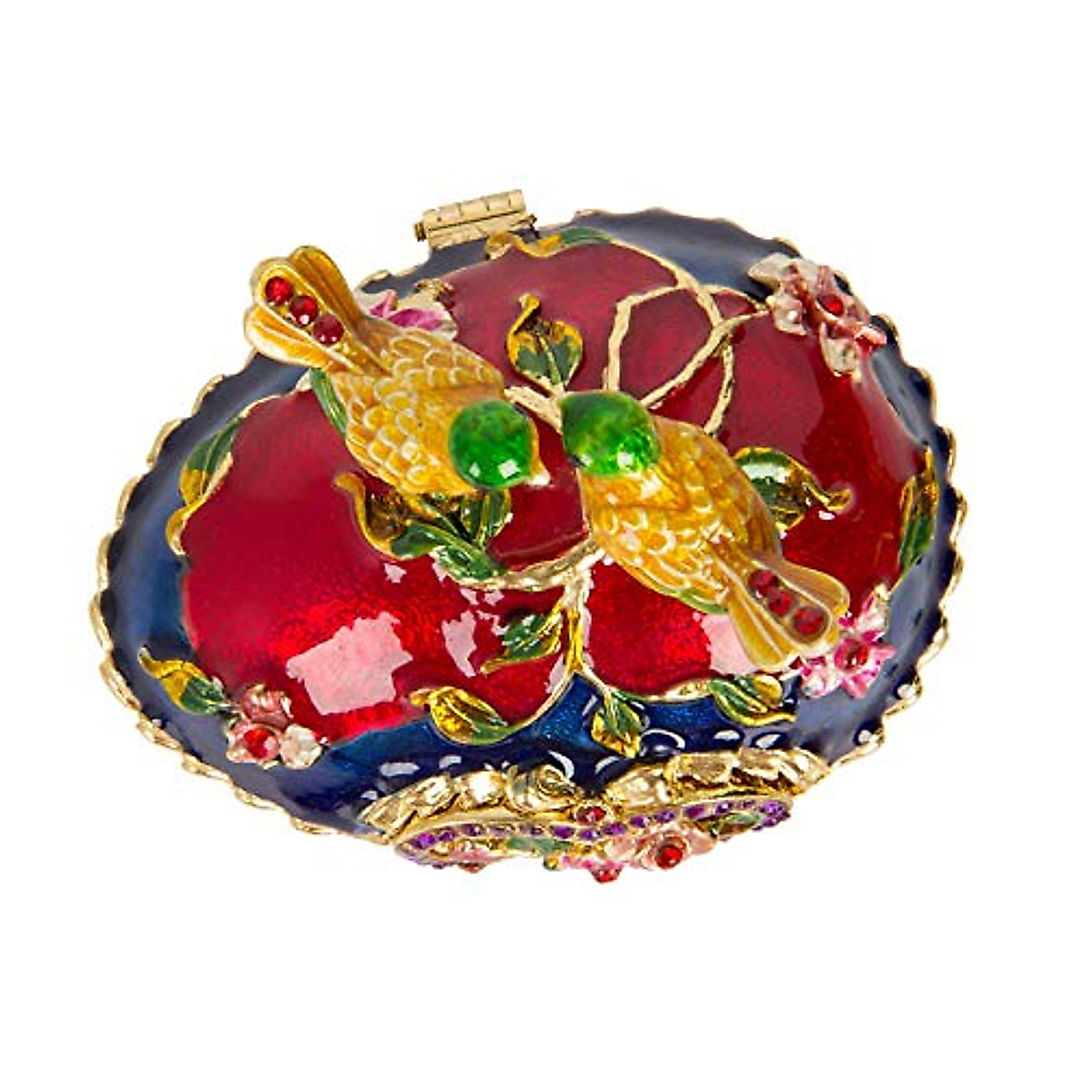 QIFU Hand Painted Enameled Faberge Egg Style Decorative Hinged Jewelry Trinket Box Unique Gift For Home Decor