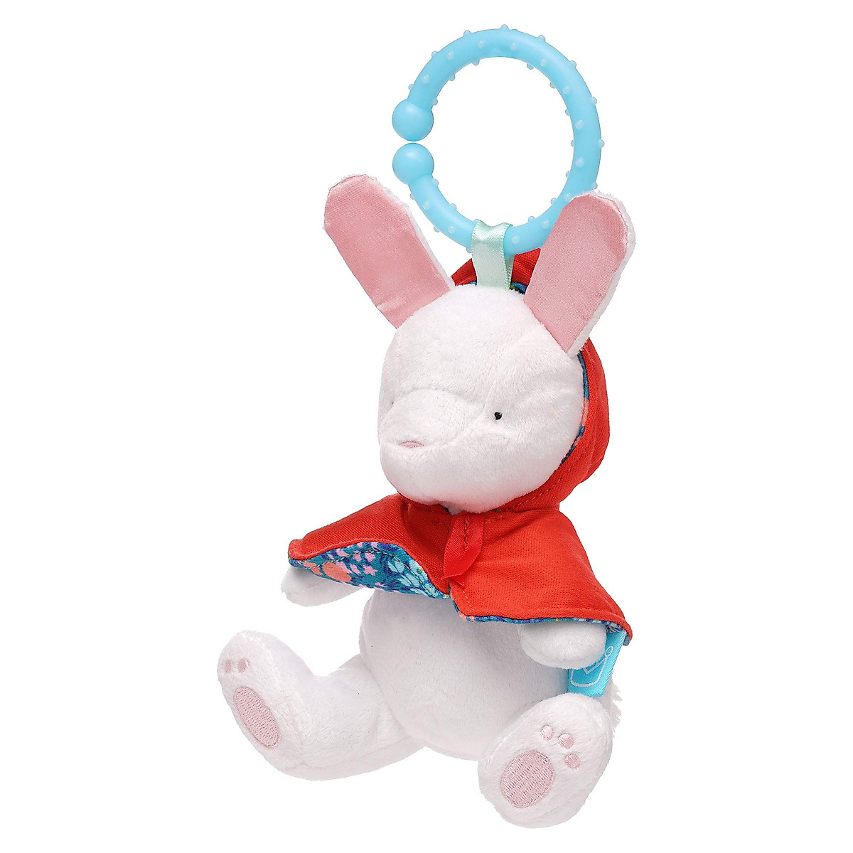 Manhattan Toy Fairytale Rabbit Plush Baby Travel Toy with Chime, Crinkle Ears and Teether Clip-on Attachment