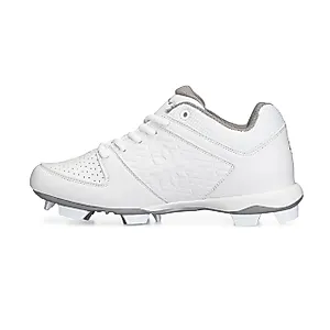RIP-IT Women's Diamond Softball Cleats | Molded Softball Shoes for Women | White | Size 8.5