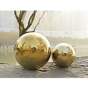 Nerien Gazing Ball, Stainless Steel Garden Mirror Globe, Polished Ornament Sphere, Hollow Floating Reflective Hemisphere, for Home Pond Outdoor Swimming Pool Decoration, Silver, 5Pcs