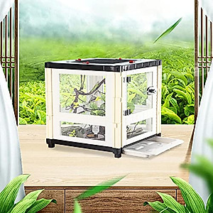 crapelles [Large Reptile Tank], Pet Cage Terrarium with Glass Window, Front Opening Door with Top Screen Ventilation, Reptile Terrarium Habitat for Reptiles Amphibian 15.7" x 15.7" x 15.7"(Knock-Down)