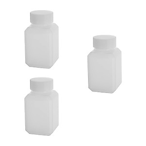 Bettomshin 3Pcs Wide Mouth Reagent Bottles, 74x20mm/2.91x0.79"(HxID)60ml PE Plastic Empty Liquid Sealing Bottle, Square Light Mouth Container Lab Solid Sample Storage White Translucent with Screw Cap