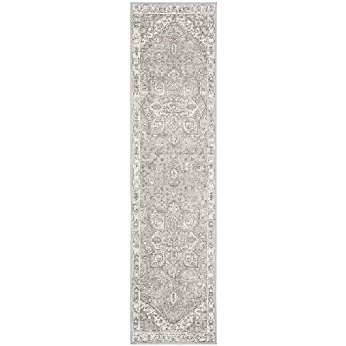 SAFAVIEH Brentwood Collection 2' x 12' Cream/Grey BNT852B Medallion Distressed Non-Shedding Living Room Bedroom Runner Rug
