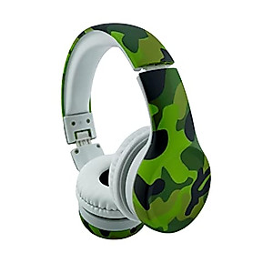 YUSONIC Kids Headphones with Graphic Design, Two Audio Port for Sharing,85 db Toddler Headphones for Kids with mic Boys Girls Baby Children Toddlers School Travel use (camo Green)