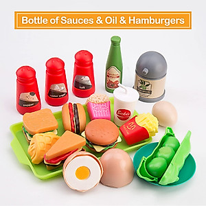 Zero Zoo 105Pcs Kids Kitchen Toy Accessories, Toddler Pretend BBQ Camping Cooking Playset, Play Pots, Pans, Utensils Cookware Toys, Play Food Set, Vegetables, Learning Gift for Girls Boys