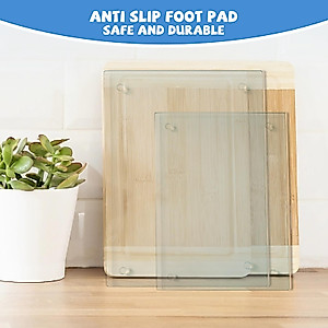 Mymonfif Tempered Glass Cutting Board for Kitchen, Clear Glass Board for Countertop, Heat Resistant, with Non-Slip Feet, 12x16" & 12x8" 2 Pcs Clear