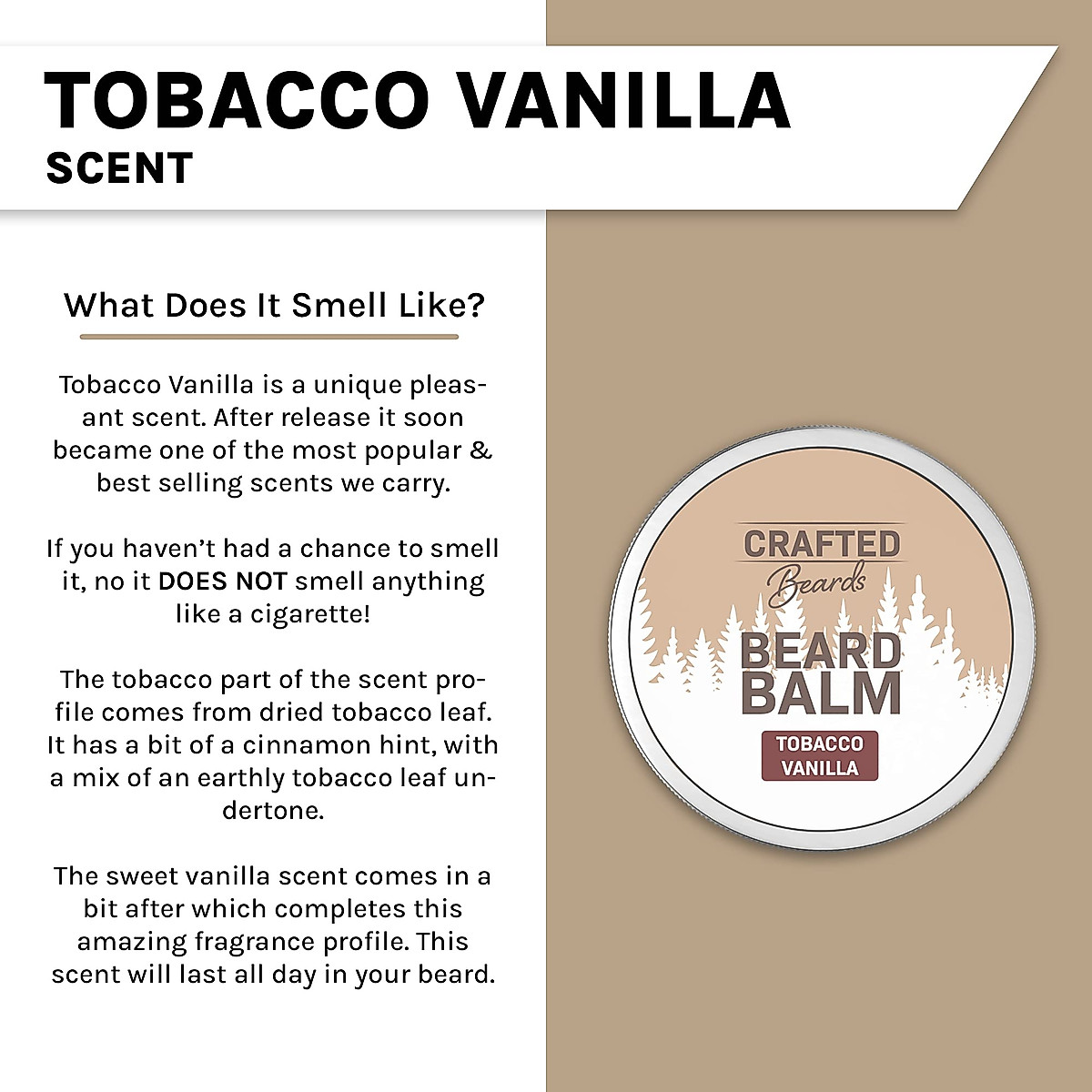 Beard Balm 2 pack - Tobacco Vanilla Beard Balm - Cedar Leather Beard Balm - 2oz Each - Best Beard Balm