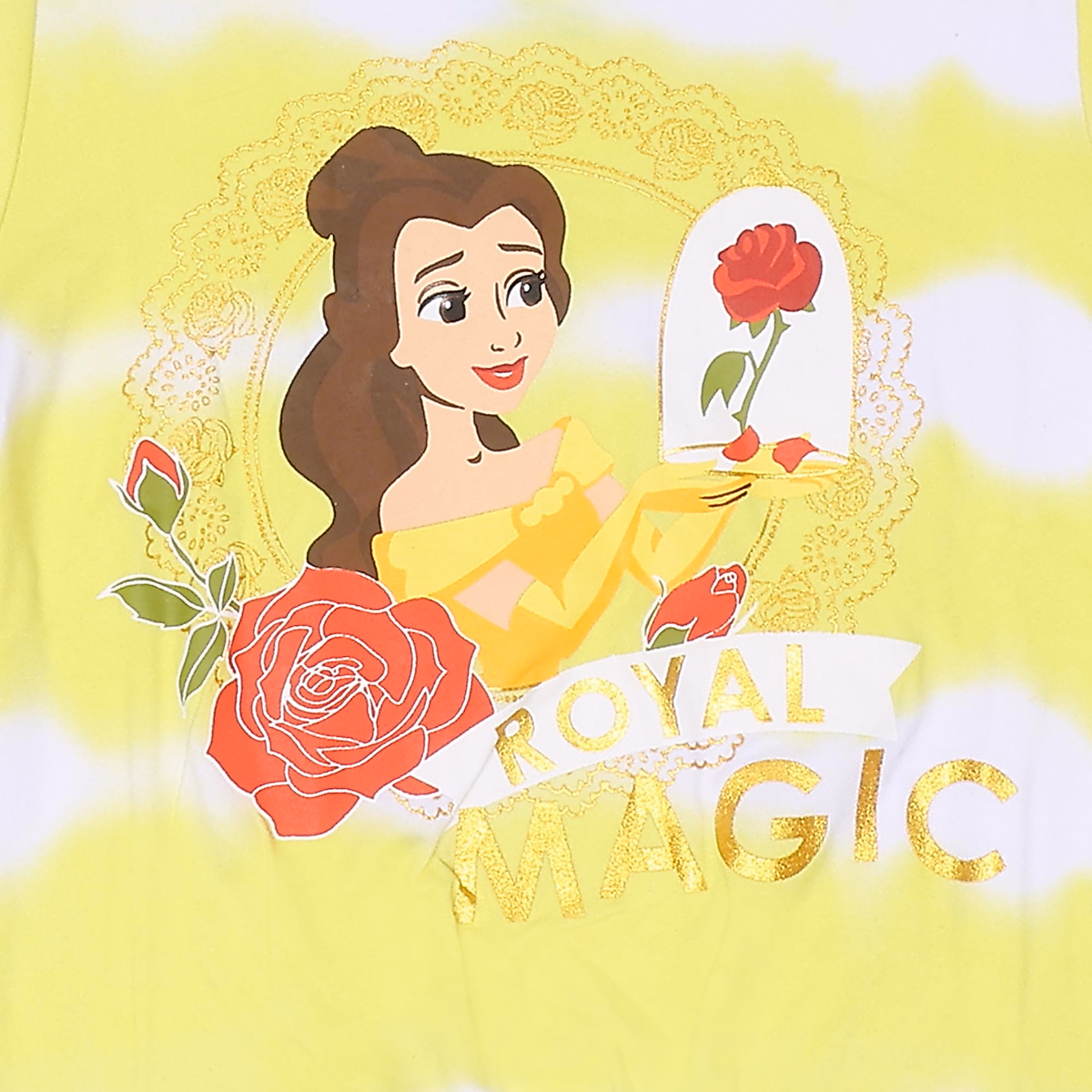 Disney Beauty and The Beast Belle Girls Short Sleeve T-Shirt for Toddler and Big Kids Yellow